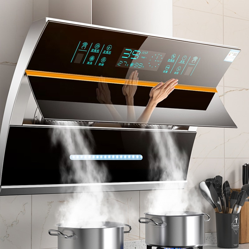 90cm Hood Kitchen Wall-mounted Hotte Aspirante Cuisine Side Suction ...