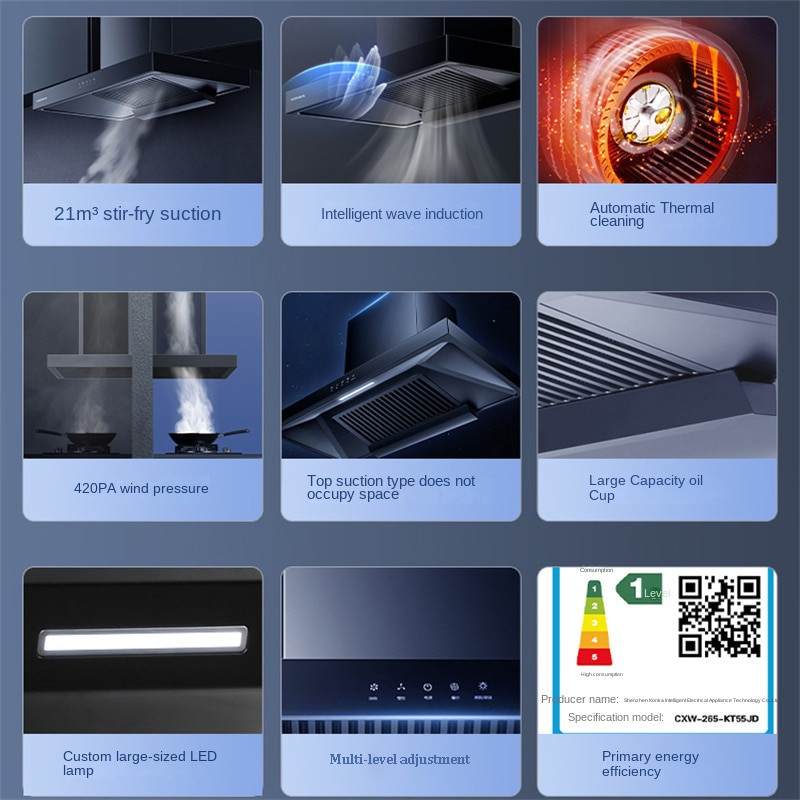 Large Suction Kitchen Hood Cooker Range Hood Top Household Appliances ...