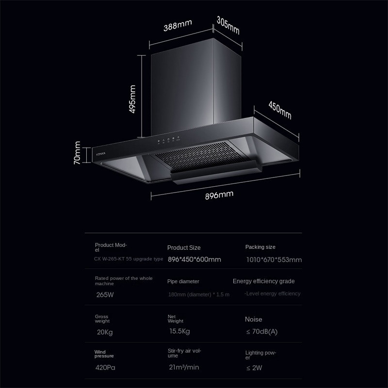 Large Suction Kitchen Hood Cooker Range Hood Top Household Appliances ...
