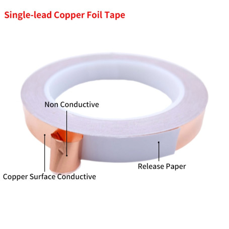 10/20/50M Copper Foil Tape Adhesive Single Double Sided Conductive Snail EMI Shielding DIY ...