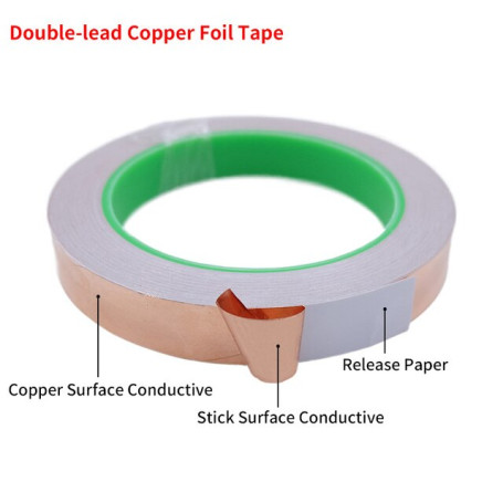 10/20/50M Copper Foil Tape Adhesive Single Double Sided Conductive Snail EMI Shielding DIY ...