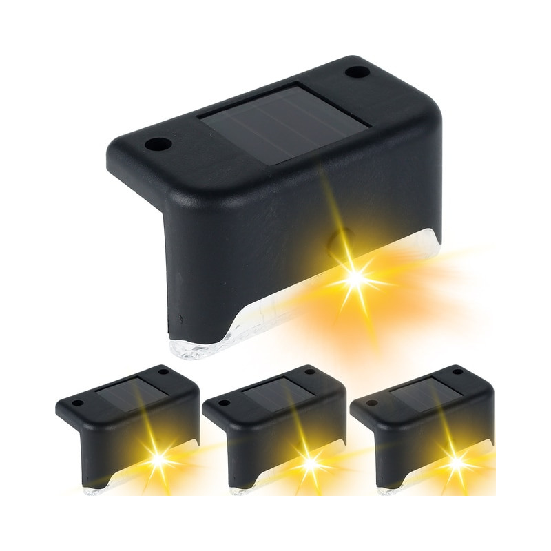 Warm White LED Solar Step Lamp Path Stair Outdoor Garden Lights ...