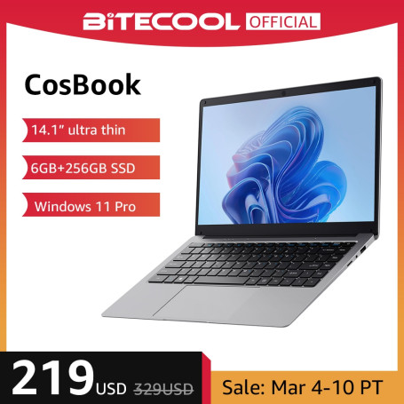 Bitecool CosBook Laptop Windows 11 Computer 14.1 Inch FHD Intel J4005 Dual Core Processor 6GB ...