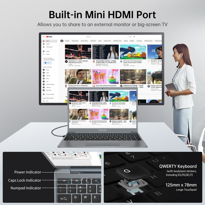 F7 Plus 2 14,1 inch laptop Windows 11 8GB RAM 256GB SSD Intel Celeron ...