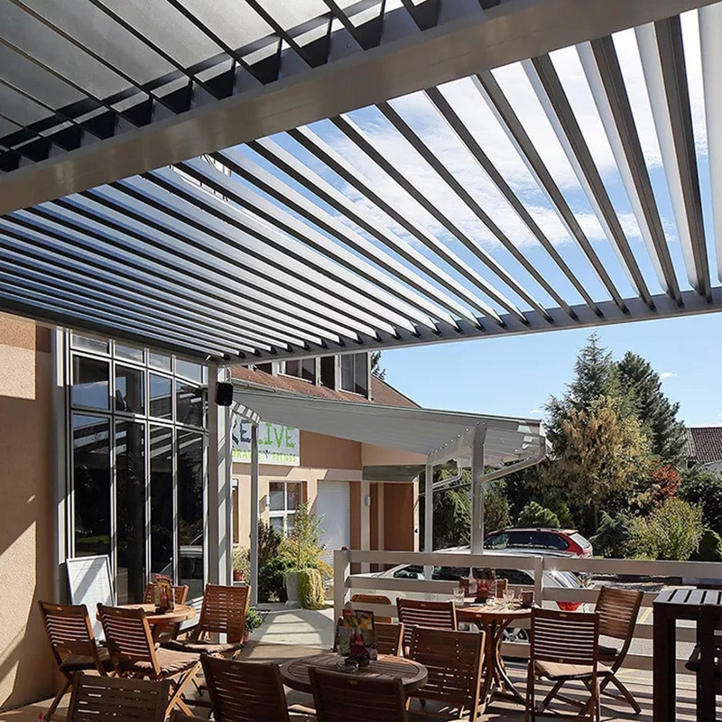 Outdoor Waterproof Garden Gazebo Motorized Pergola Aluminum Louver Roof ...
