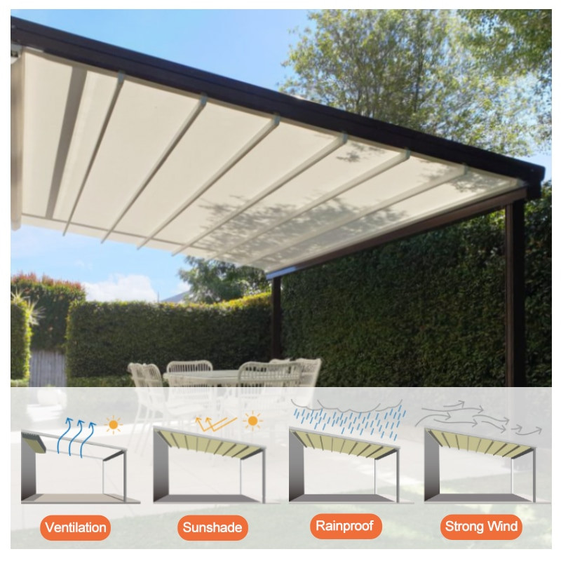 Custom Outdoor Folding Automatic Retractable CANOPY For Roof Pergola ...