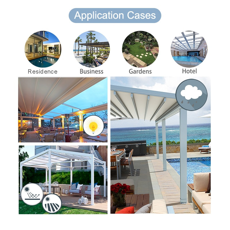 Custom Outdoor Folding Automatic Retractable CANOPY For Roof Pergola ...