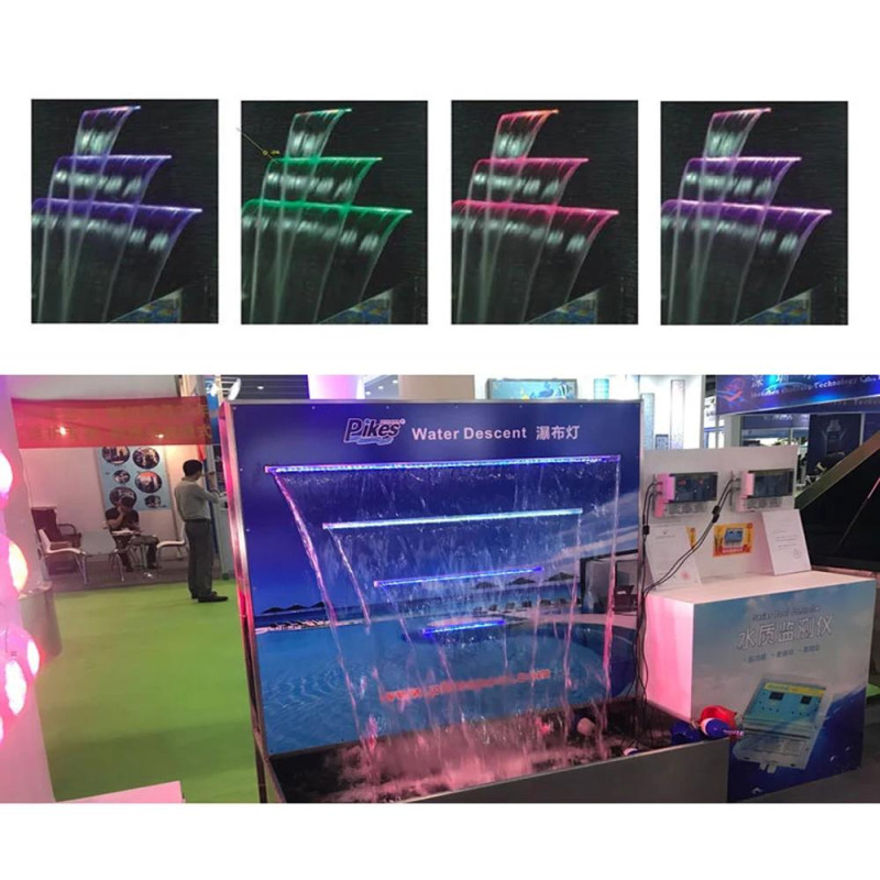 Waterfalls fountain sheer descent with led for swimming pool outdoor ...