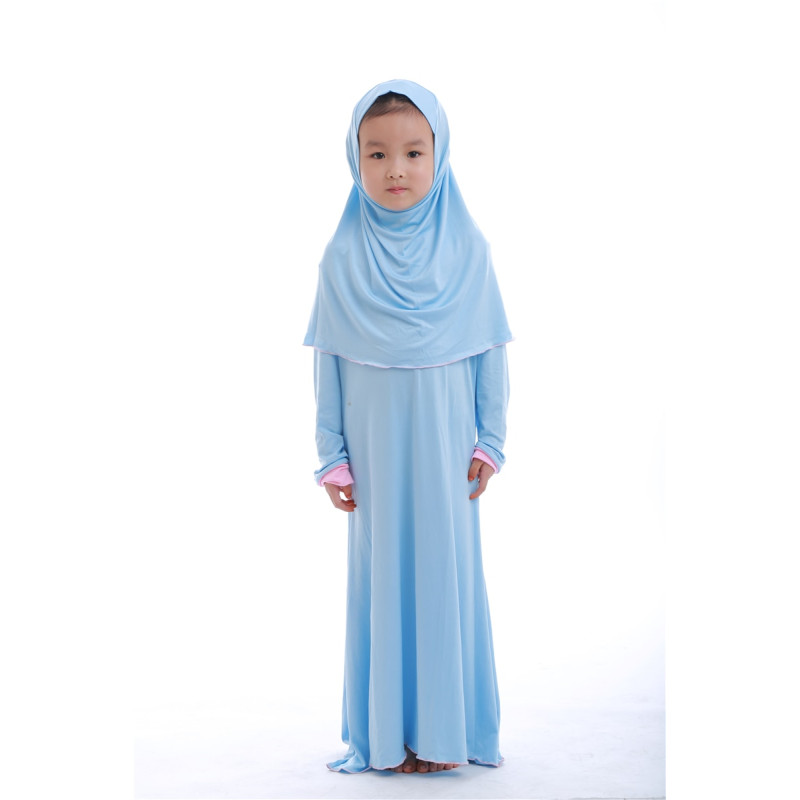 Muslim Kids Girls Prayer Dress Hijab Abaya Robe Arab Dubai Children ...