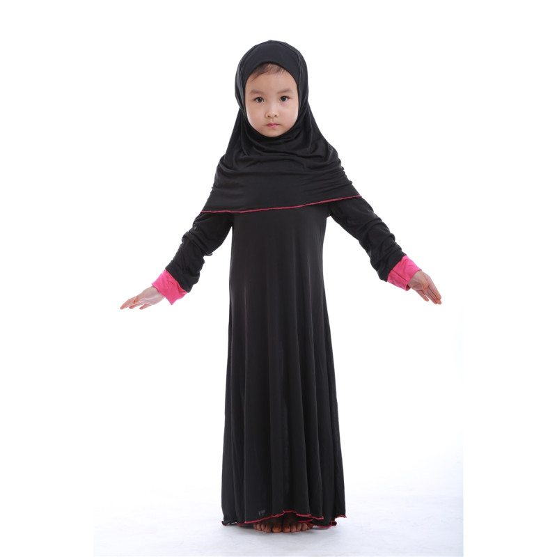 Muslim Kids Girls Prayer Dress Hijab Abaya Robe Arab Dubai Children ...