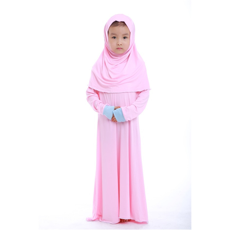 Muslim Kids Girls Prayer Dress Hijab Abaya Robe Arab Dubai Children ...