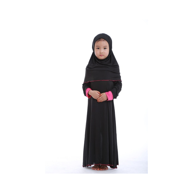 Muslim Kids Girls Prayer Dress Hijab Abaya Robe Arab Dubai Children ...