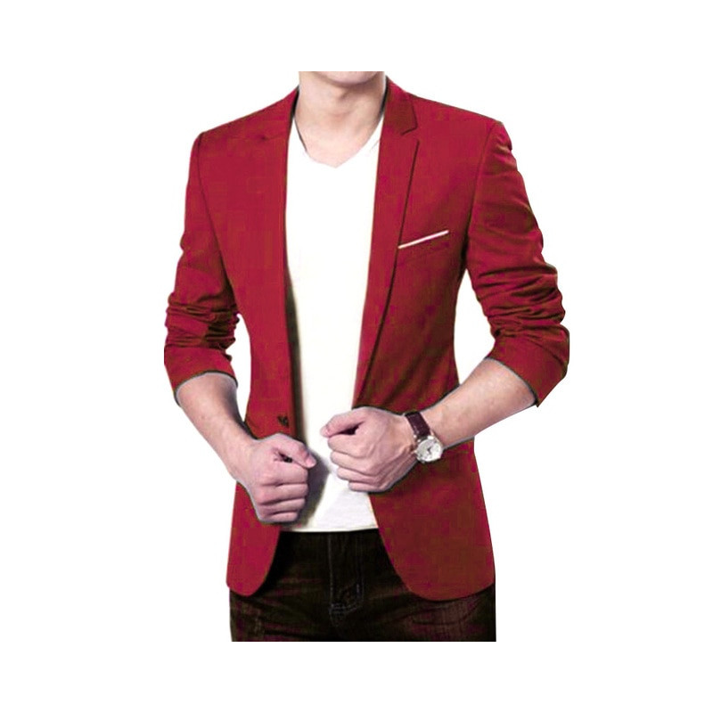 Men's Casual Slim Fit Formal One Button Suit Blazer Coat Jacket Tops ...