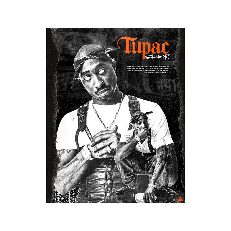 Modern Hip Hop Rapper Star Tupac Shakur Portrait Poster Vintage Canvas ...