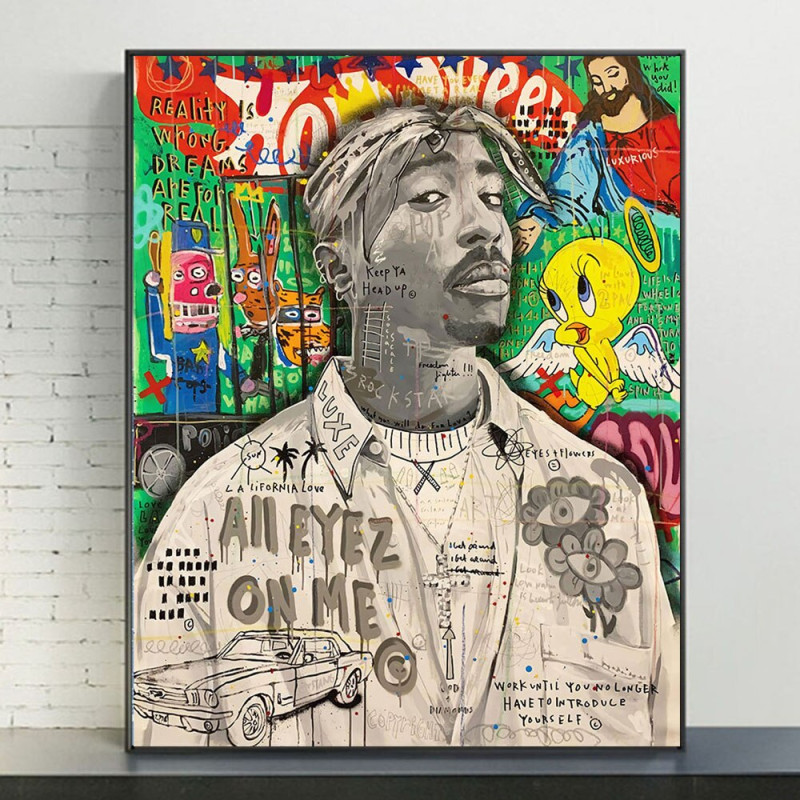 Graffiti Pop Art Tupac Singer Hip Hop Poster and Prints 2Pac Rapper ...