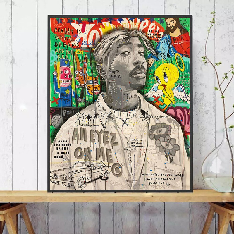 Graffiti Pop Art Tupac Singer Hip Hop Poster and Prints 2Pac Rapper ...