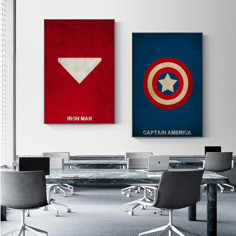 Marvel Avengers Sign Logo Canvas Painting Superheroes Poster Iron Man ...
