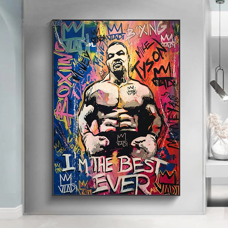 Boxing Champion Graffiti Posters Boxer Mike Tyson Pop Art Canvas ...