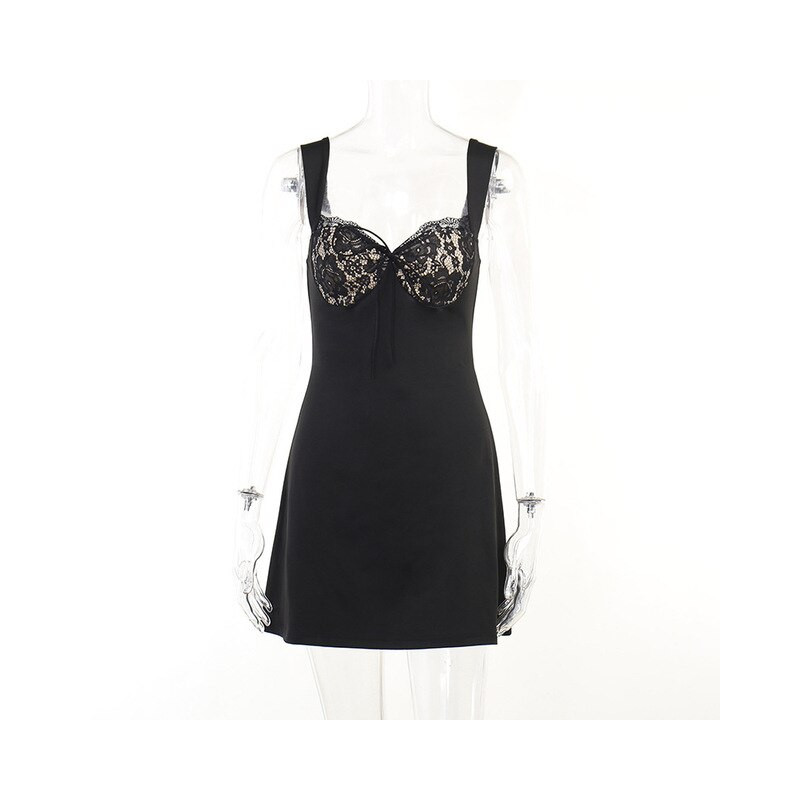 Gothic DressGoth Sexy Lace Dark Gothic Style Splicing Wave Collar A