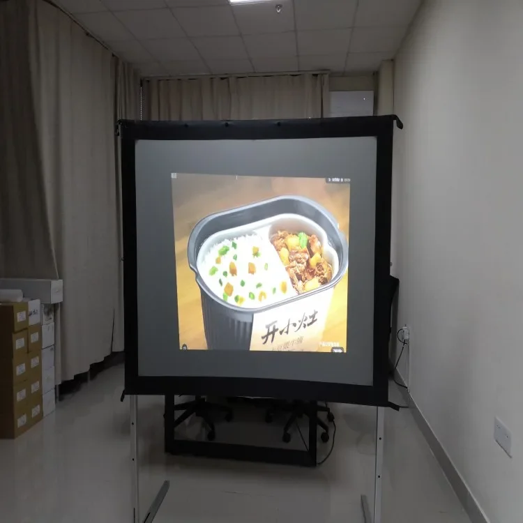 projector screen 150 Inches 16:9 Simple Soft PVC White Fabric Projector ...